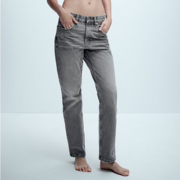 Zara | Jeans | Zara Trf High Rise Straight Leg Jeans Grayref 436524 ...